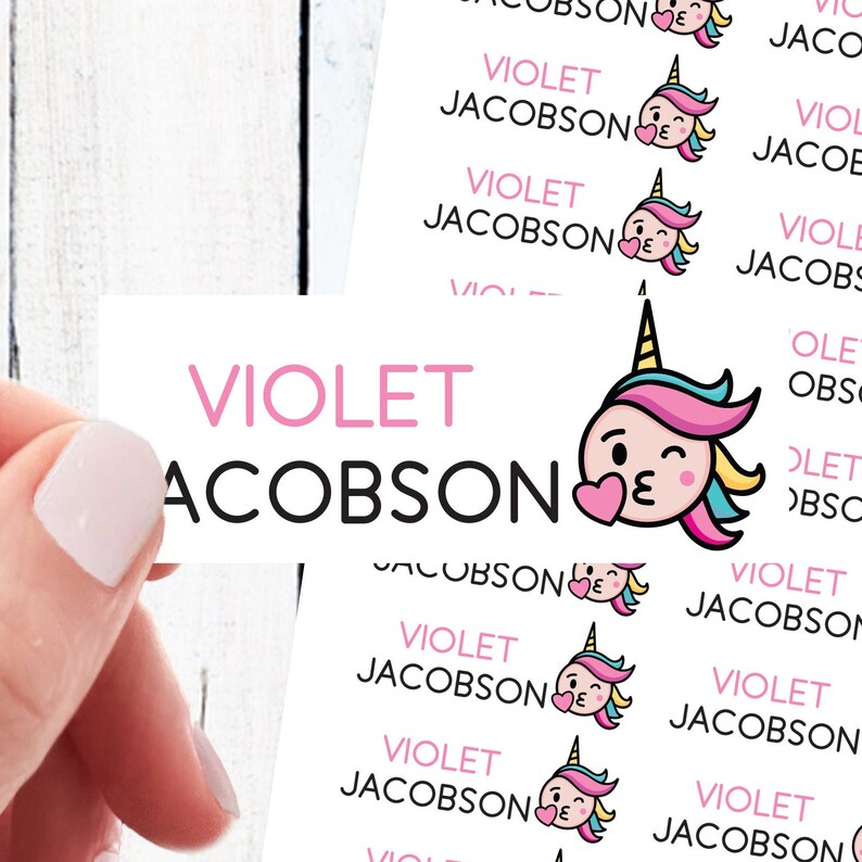 Unicorn Emoji Name Labels: Waterproof School Stickers (set of 30) - Etsy