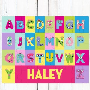 Monster Girl Alphabet Puzzle, Monster Birthday Party Favor ...