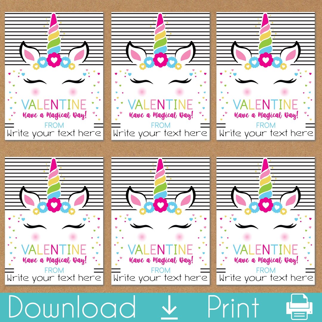 Printable Unicorn Valentine Cards: Magical Classroom Valentines ...