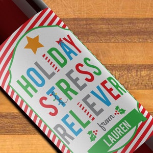 Christmas Wine Labels Set of 4 - Holiday Hostess Gift Party Favors ...