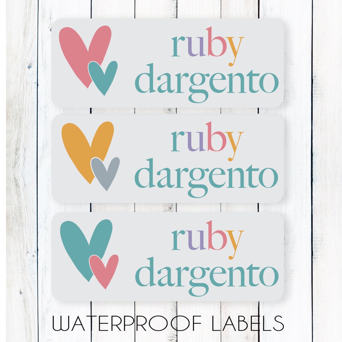 Pastel Boho Heart Name Labels: Waterproof School Stickers - Etsy