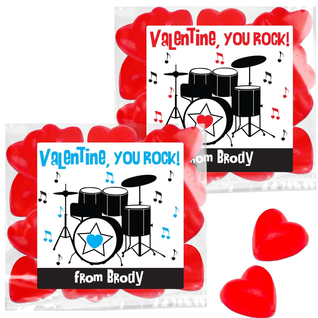 Rockstar Valentine Stickers School Music Class Party Favors From ...