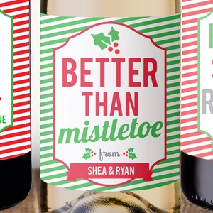 Christmas Wine Labels Set of 4 - Holiday Hostess Gift Party Favors ...
