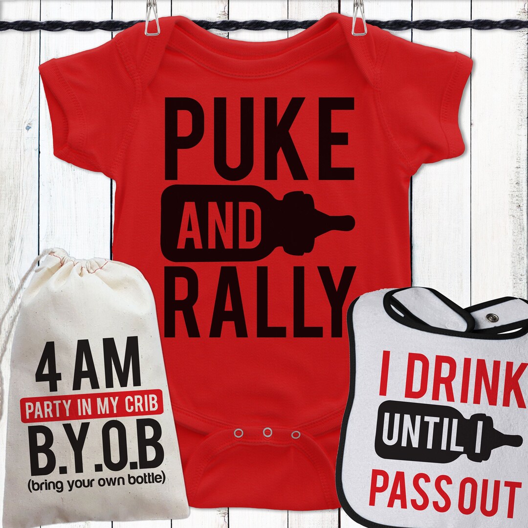 Funny Baby Boy Outfit Puke & Rally Bodysuit Funny Baby Boy - Etsy
