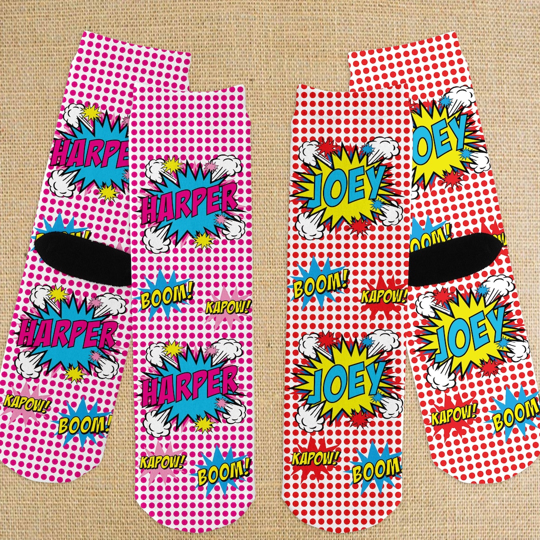 Personalized Comic Book Toddler Socks: Custom Hero Gift - Etsy