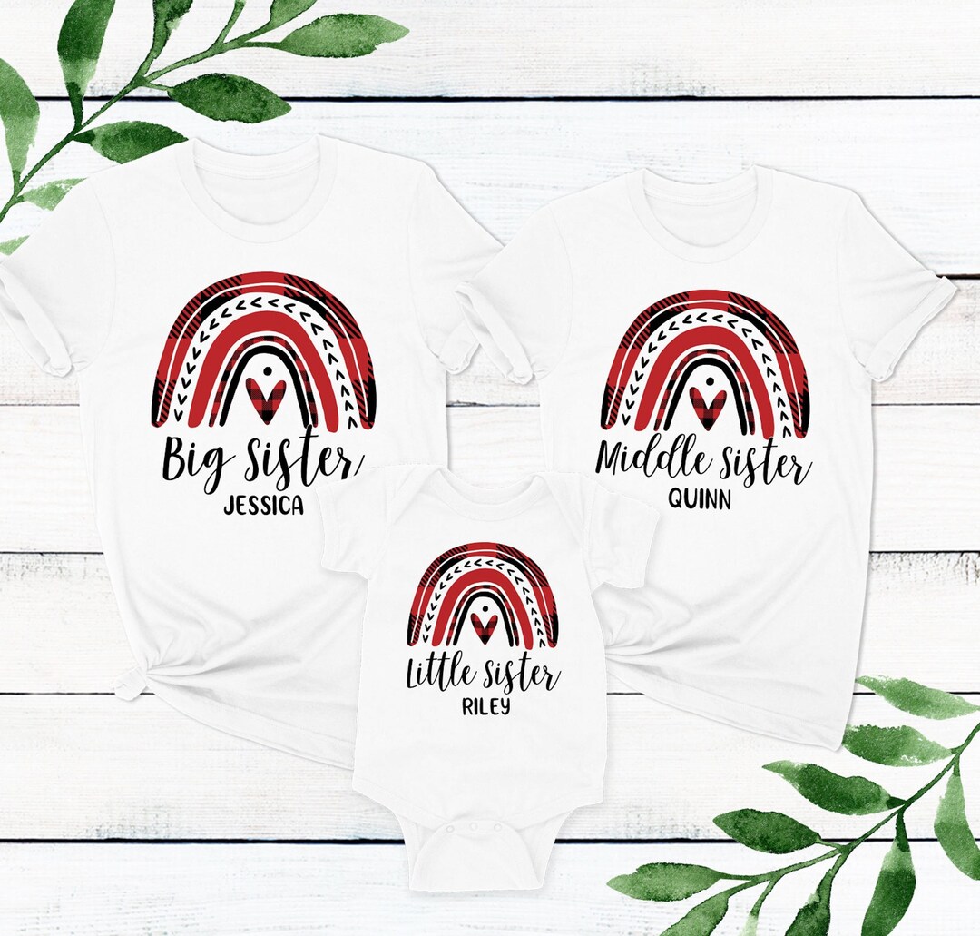 Big, Middle, Little Sister Shirts - Plaid Big Sister Tee - Personalized ...