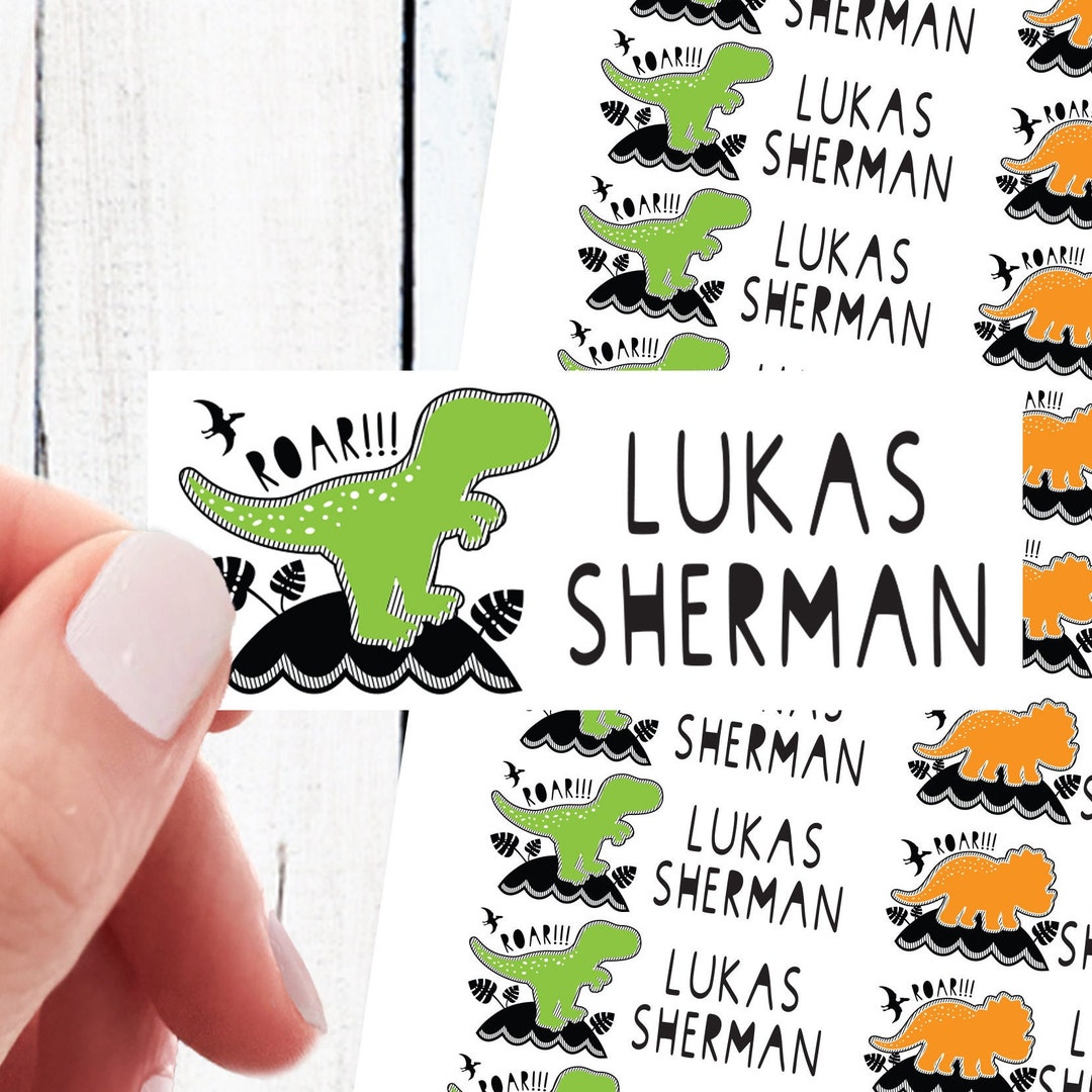 Dinosaur Name Labels: Waterproof School Stickers - Custom Decal Set - Etsy