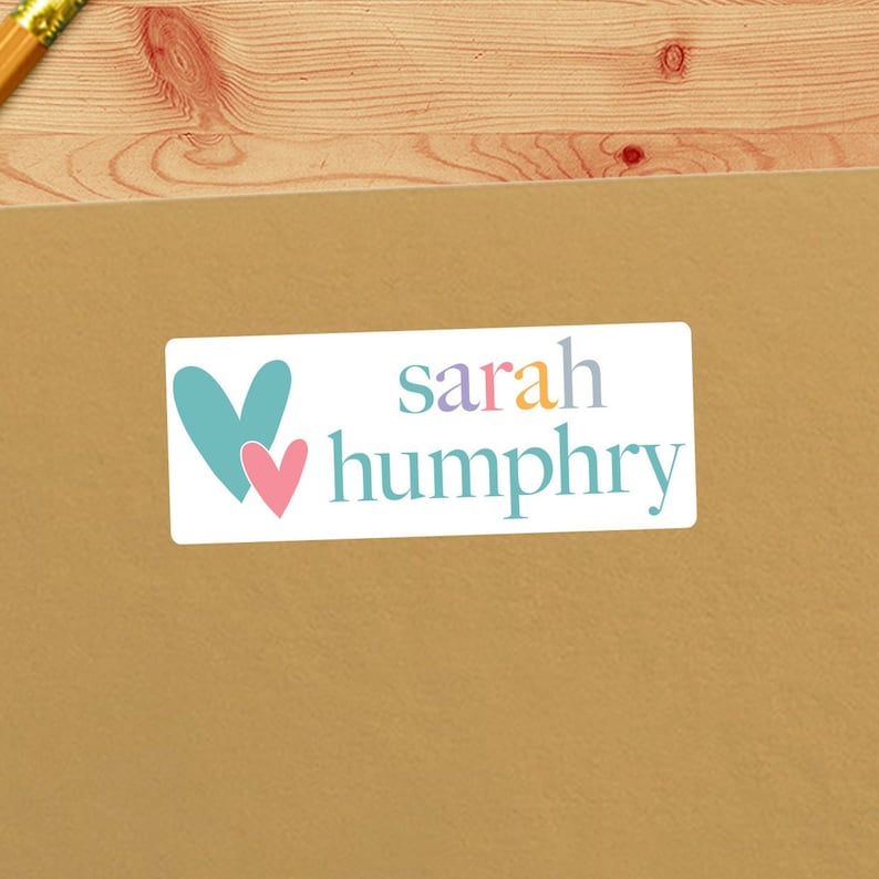 Pastel Boho Heart Name Labels: Waterproof School Stickers - Etsy