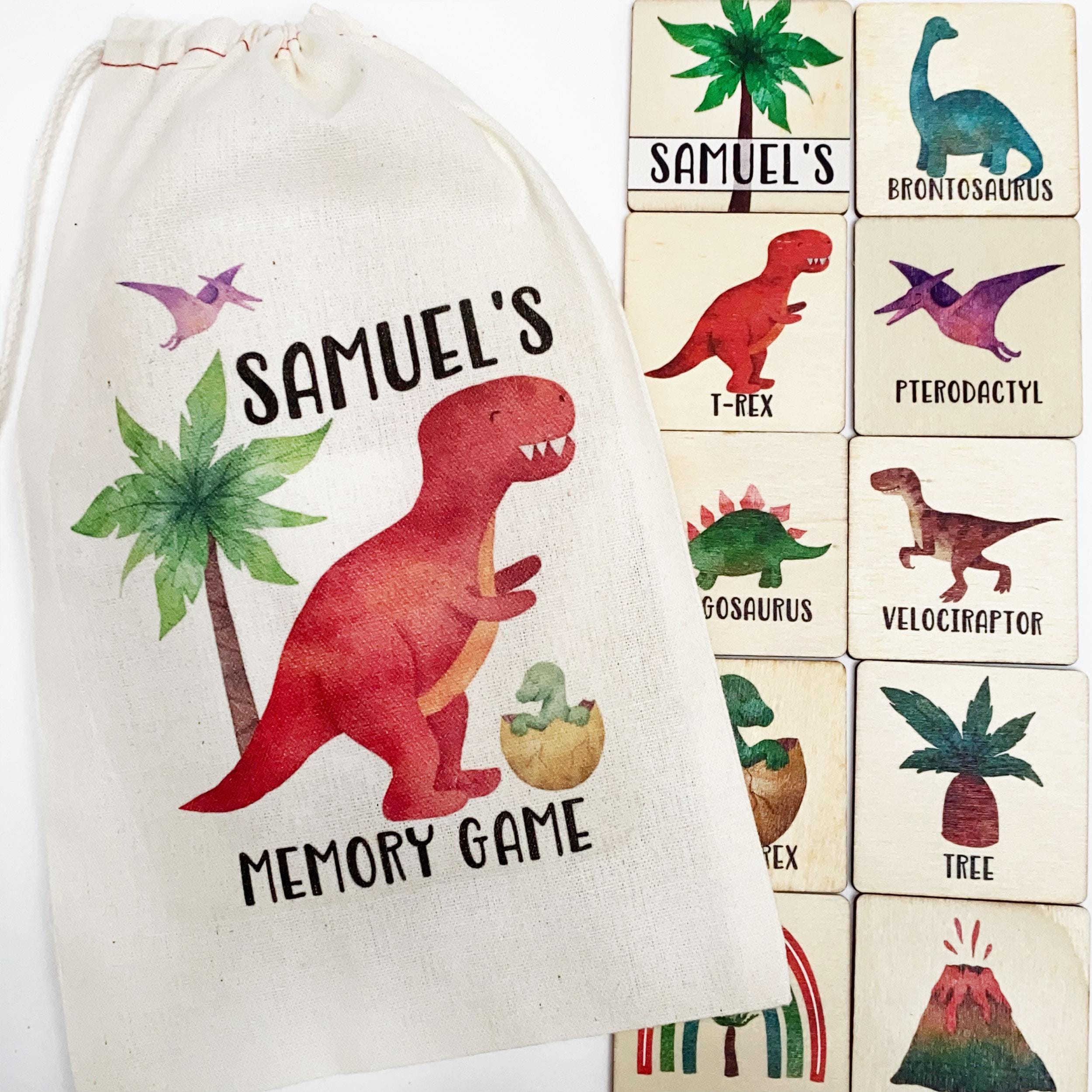 Personalized Dinosaur Wooden Memory Matching Game | Custom Kids Gift ...