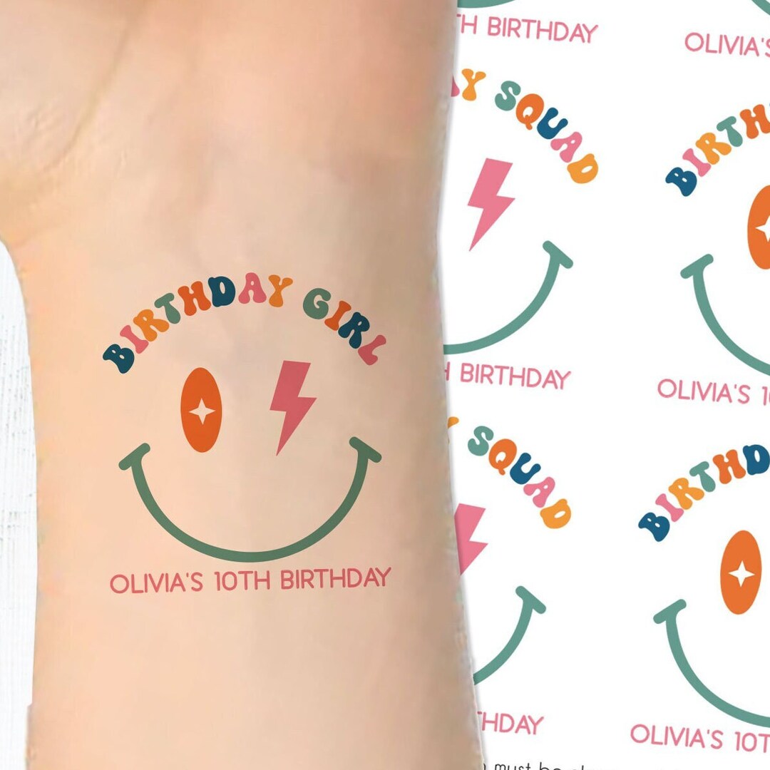 Retro Birthday Squad Temporary Tattoos: Personalized Party Favors - Etsy