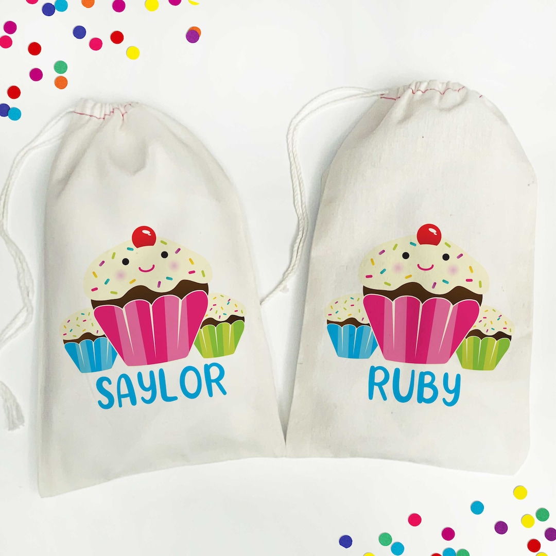 Cupcake Birthday Party Kids Goodie Bags - Custom Birthday Favors for ...