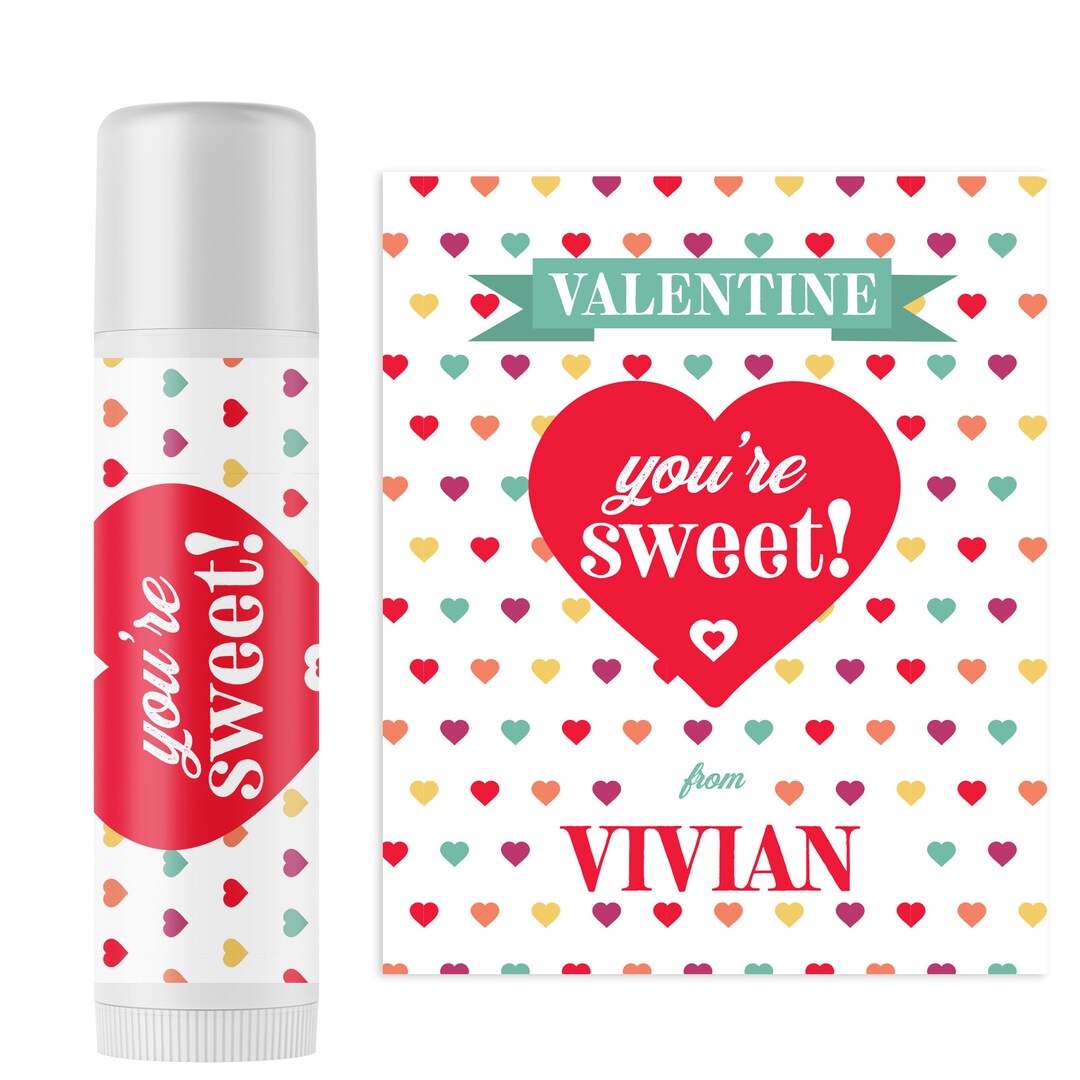 Valentines Day Lip Balm for Kids With Retro Heart Design, Custom Lip ...
