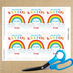 Printable Valentines for Kids, Rainbow Valentine's Day Cards, Digital ...