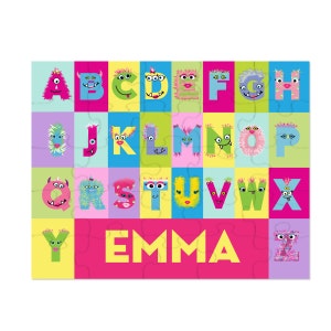 Monster Girl Alphabet Puzzle, Monster Birthday Party Favor ...