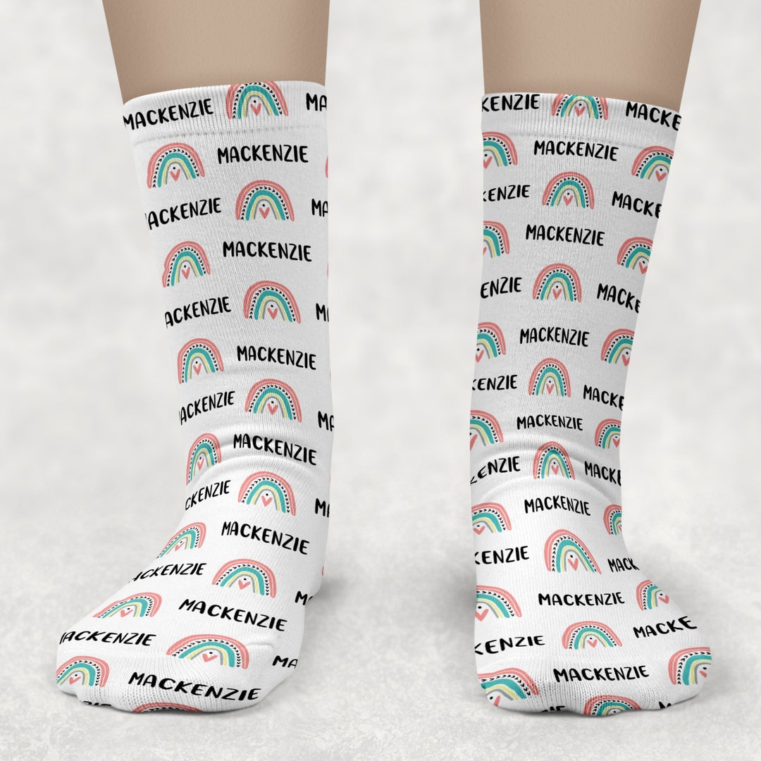 Personalized Rainbow Girls Socks With Name | Big Sister Gift Custom ...