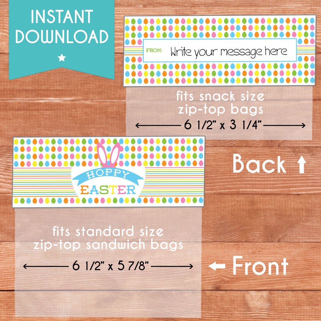 Printable Easter Candy Bags Hoppy Easter Treat Bag Tops Digital ...