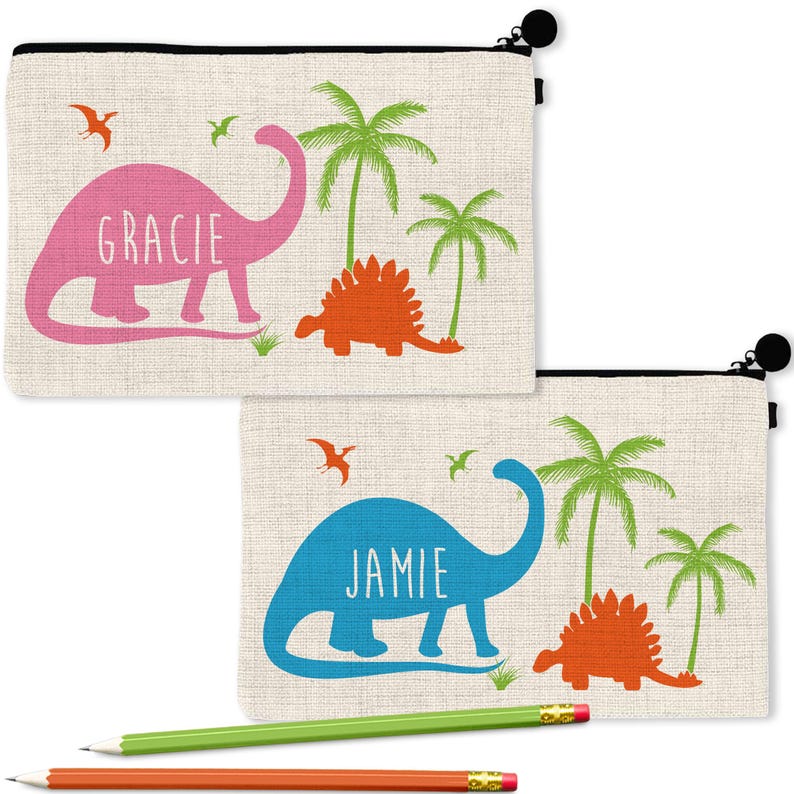 Personalized Dinosaur Pencil Case: Custom Name, School Supplies - Etsy