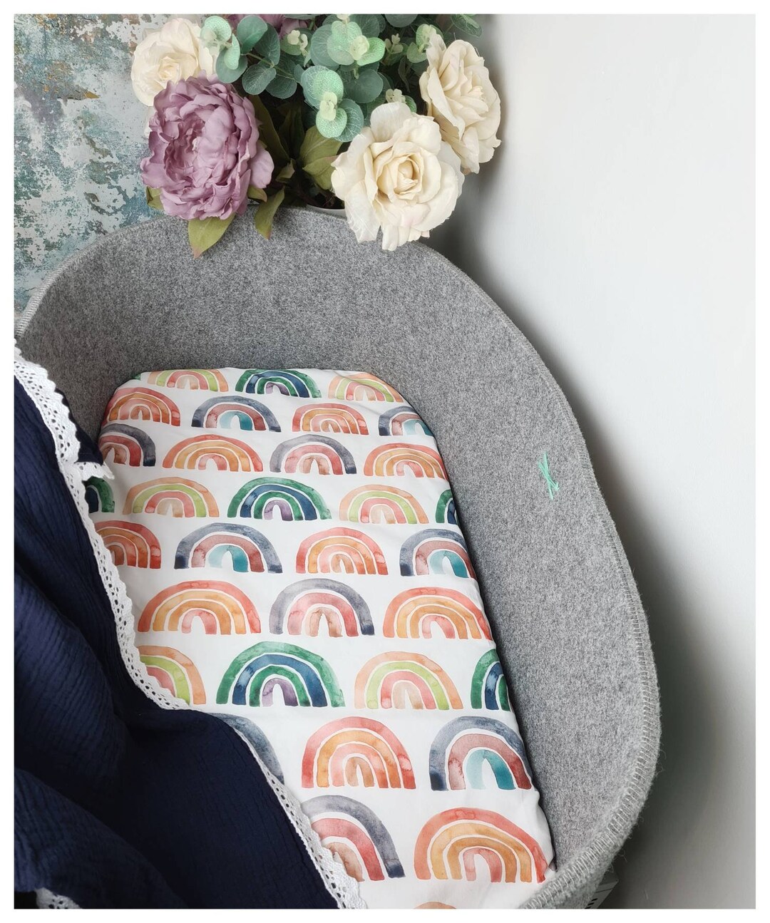 Bright Watercolour Rainbow Cot Fitted Sheet, Vibrant Nurserybedding ...