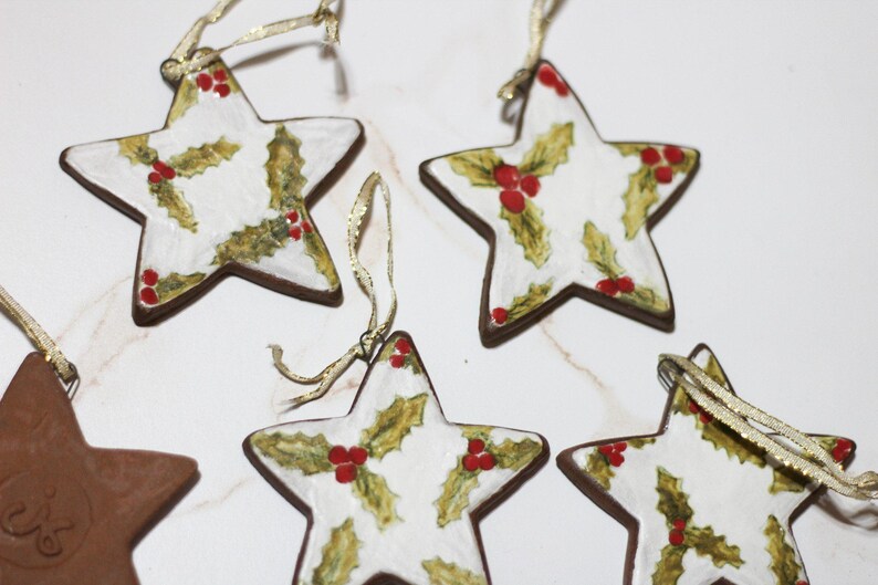 Handmade Ceramic Holly Star Ornament - Etsy