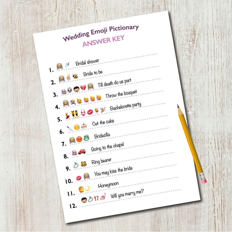 Floral Bridal Shower Emoji Pictionary Game (INSTANT Printable 5x7) - Etsy