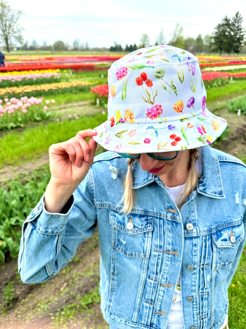 Tulip Hat With Tulip Design Bucket Hat Floral Hat Tulip Summer Hat for ...