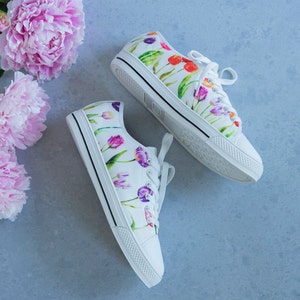 Flower Shoe Floral Sneaker Womens Tulip Sneaker Tulip Fan Shoe Cute ...