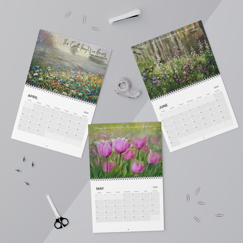2024 Wall Calendar Art Monthly Calendar for 2024 With Inspirational ...