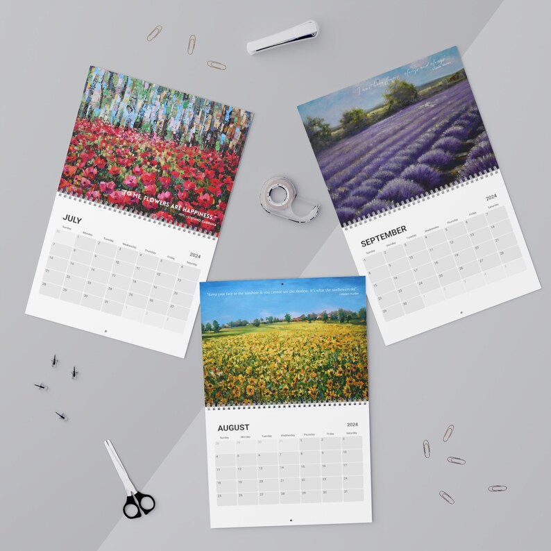 2024 Wall Calendar Art Monthly Calendar for 2024 With Inspirational ...