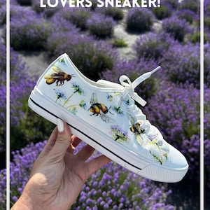 Womens Bee Shoe Floral Sneaker Pollinator Shoe Wildflower Bumble Bee ...