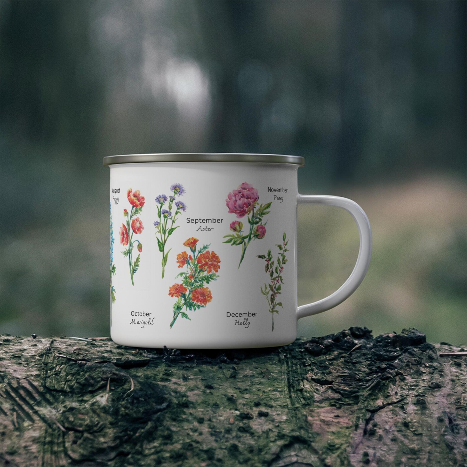 Birthflower Mug Birth Flower Gift Meaning of Birth Month Camping Mug ...