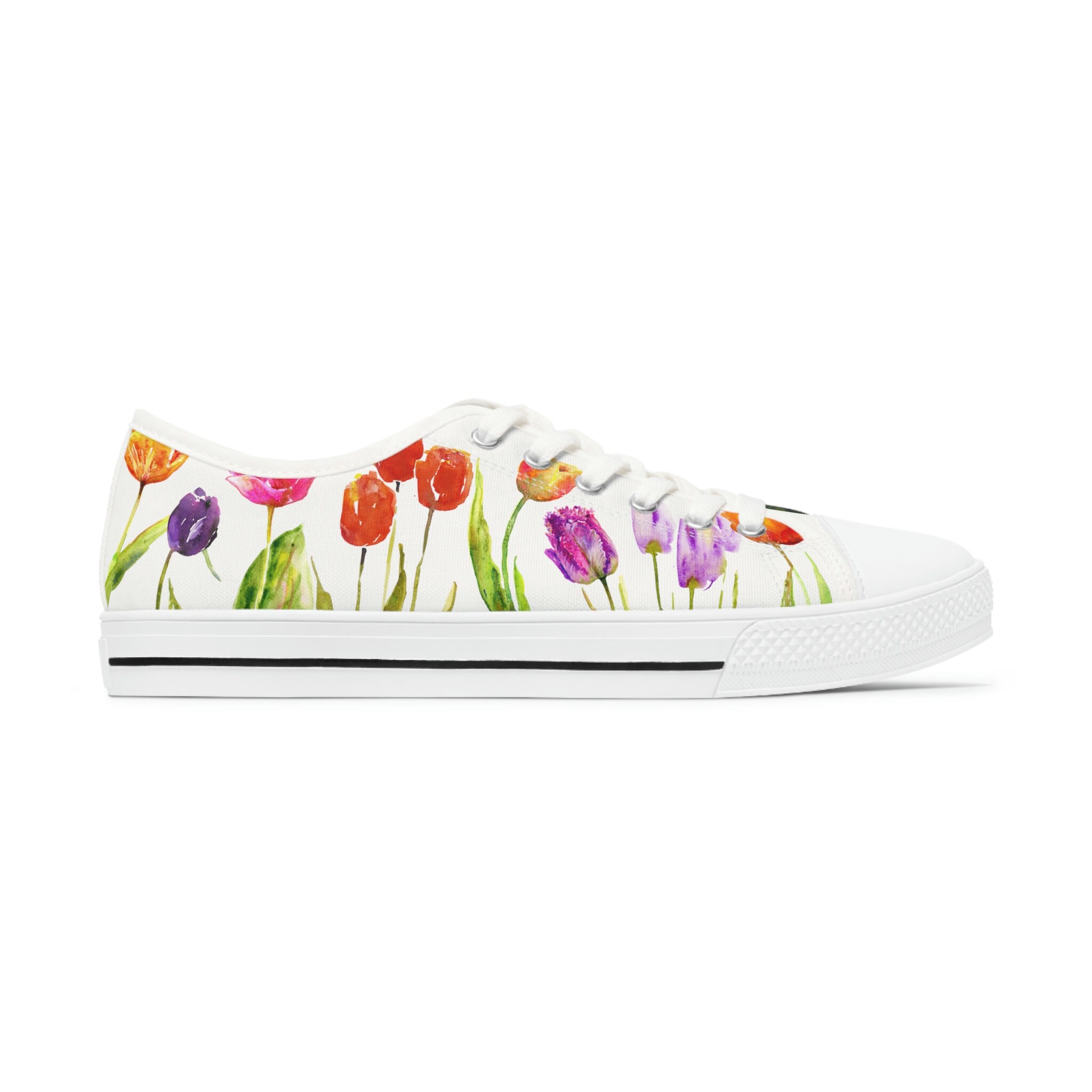 Flower Print Shoe Floral Sneaker Womens Tulip Sneaker Tulip Fan Shoe ...