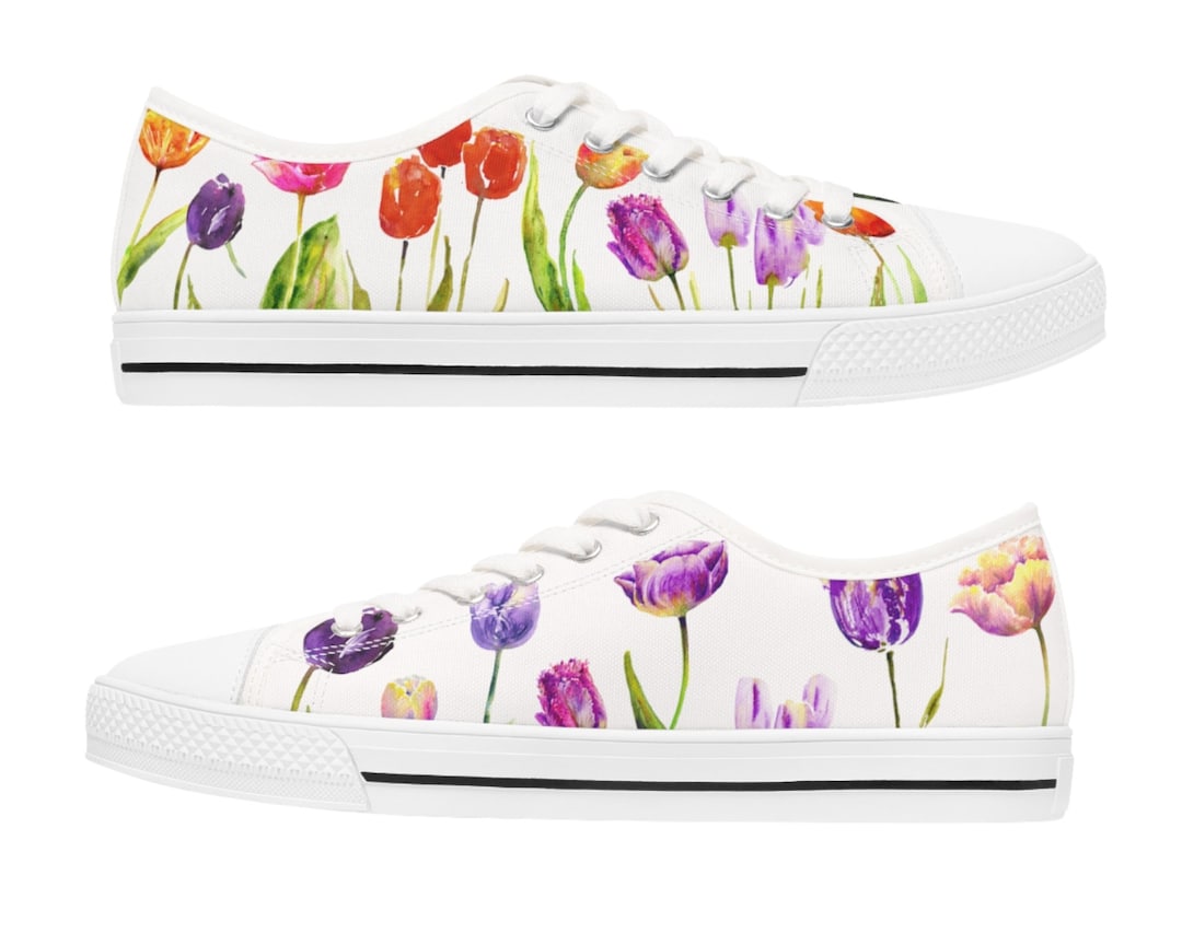 Flower Shoe Floral Sneaker Womens Tulip Sneaker Tulip Fan Shoe Cute ...
