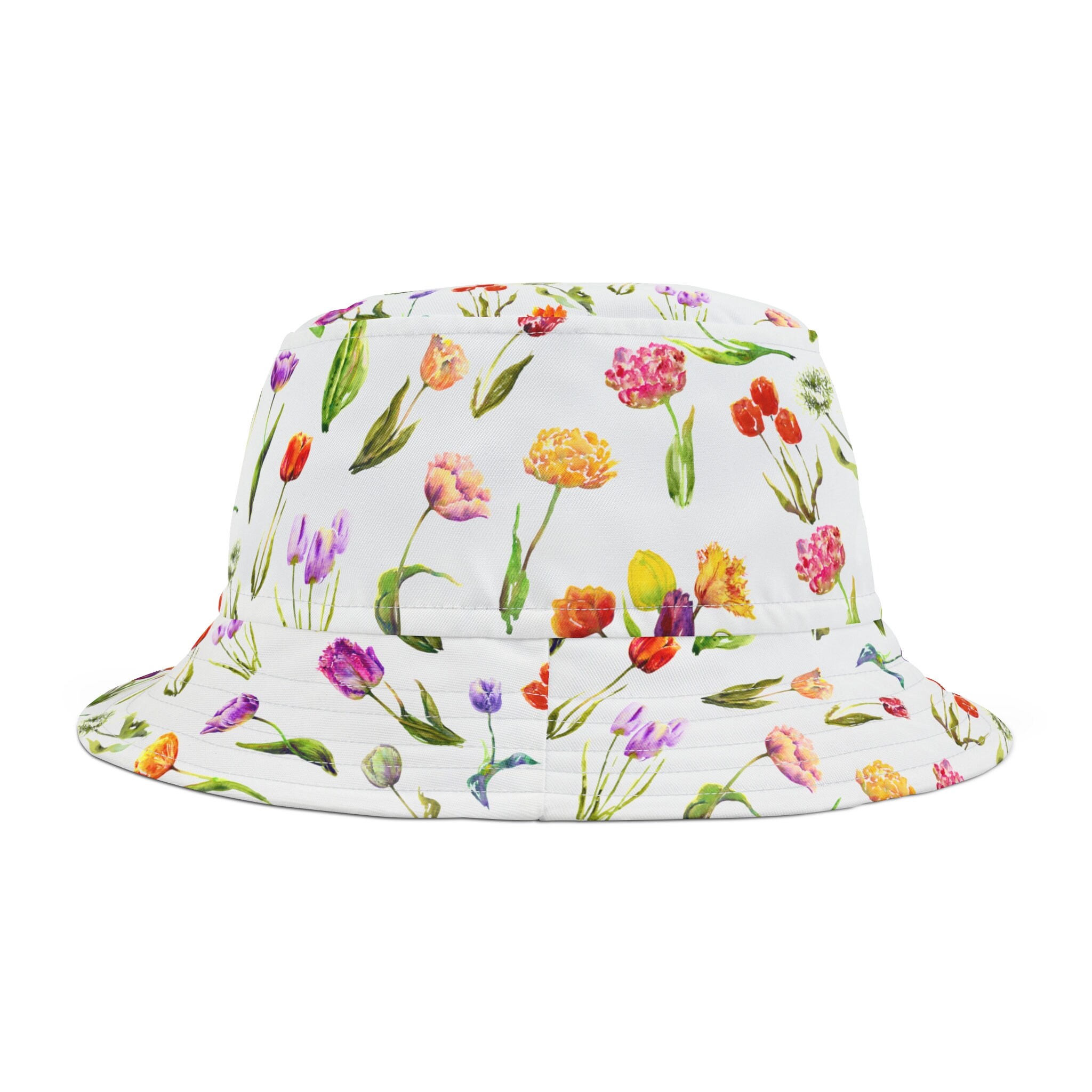 Tulip Hat With Tulip Design Bucket Hat Floral Hat Tulip Summer Hat for ...