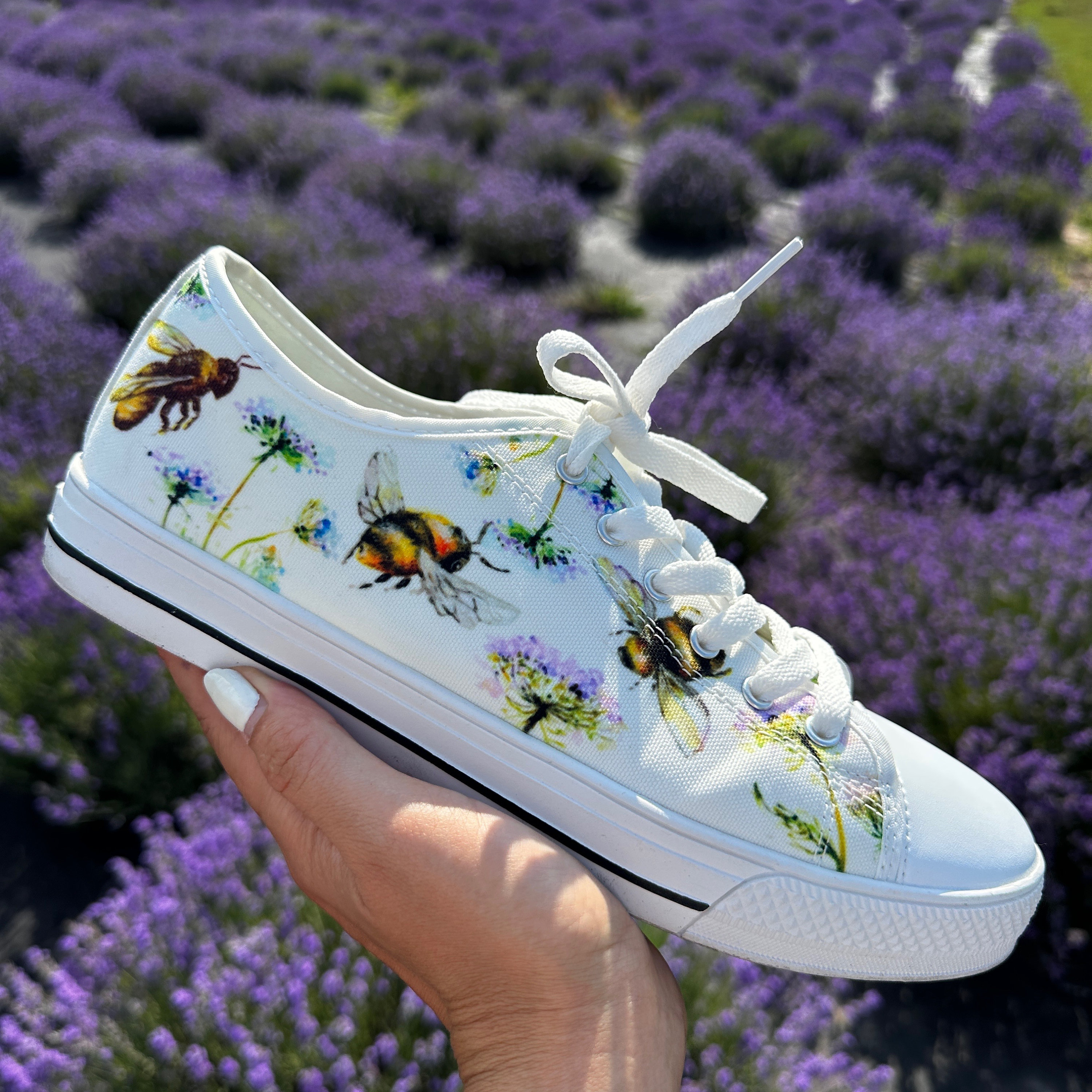 Womens Bee Shoe Floral Sneaker Pollinator Shoe Wildflower Bumble Bee ...
