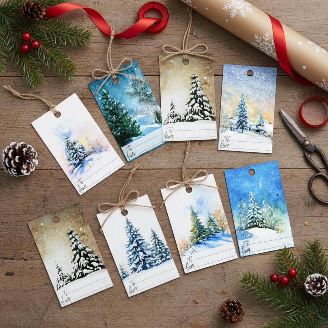 Printable Holiday Gift Tags Christmas DIY Name Tags Art Gift Tags to ...