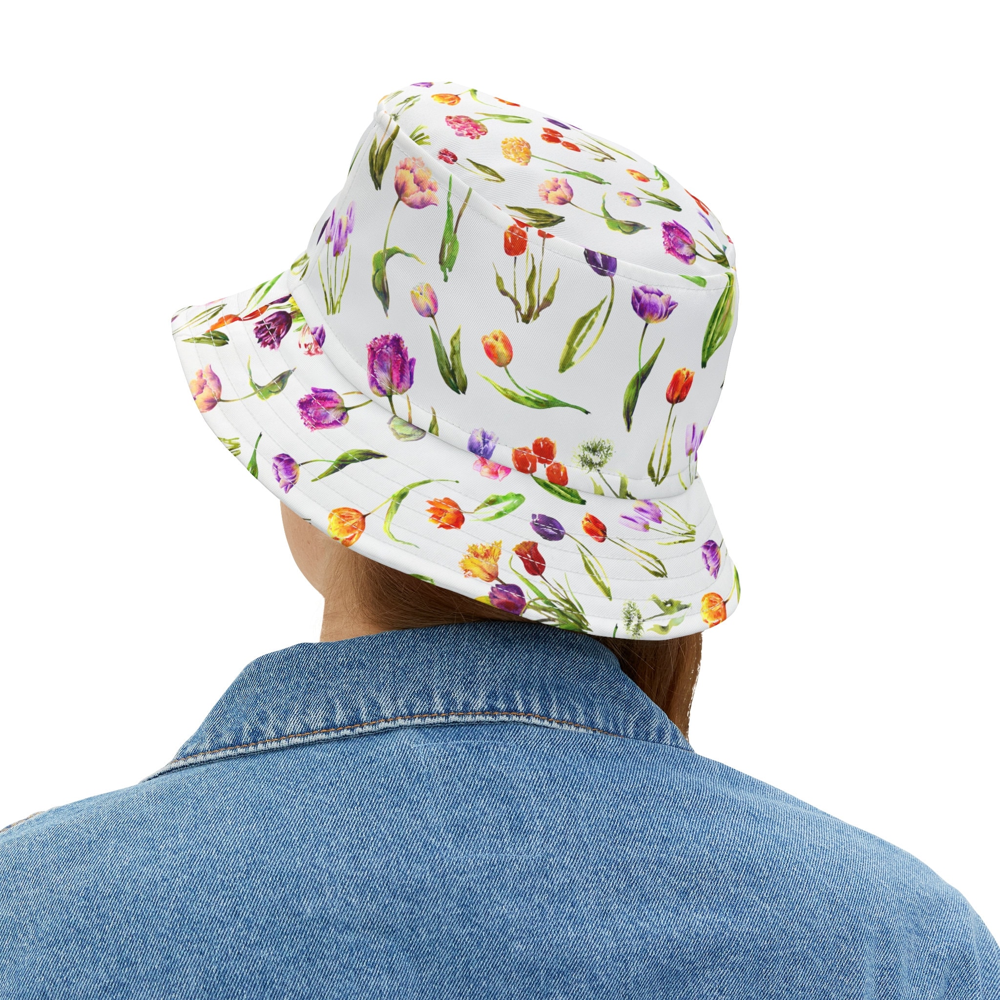 Tulip Hat With Tulip Design Bucket Hat Floral Hat Tulip Summer Hat for ...