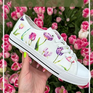 Flower Shoe Floral Sneaker Womens Tulip Sneaker Tulip Fan Shoe Cute ...