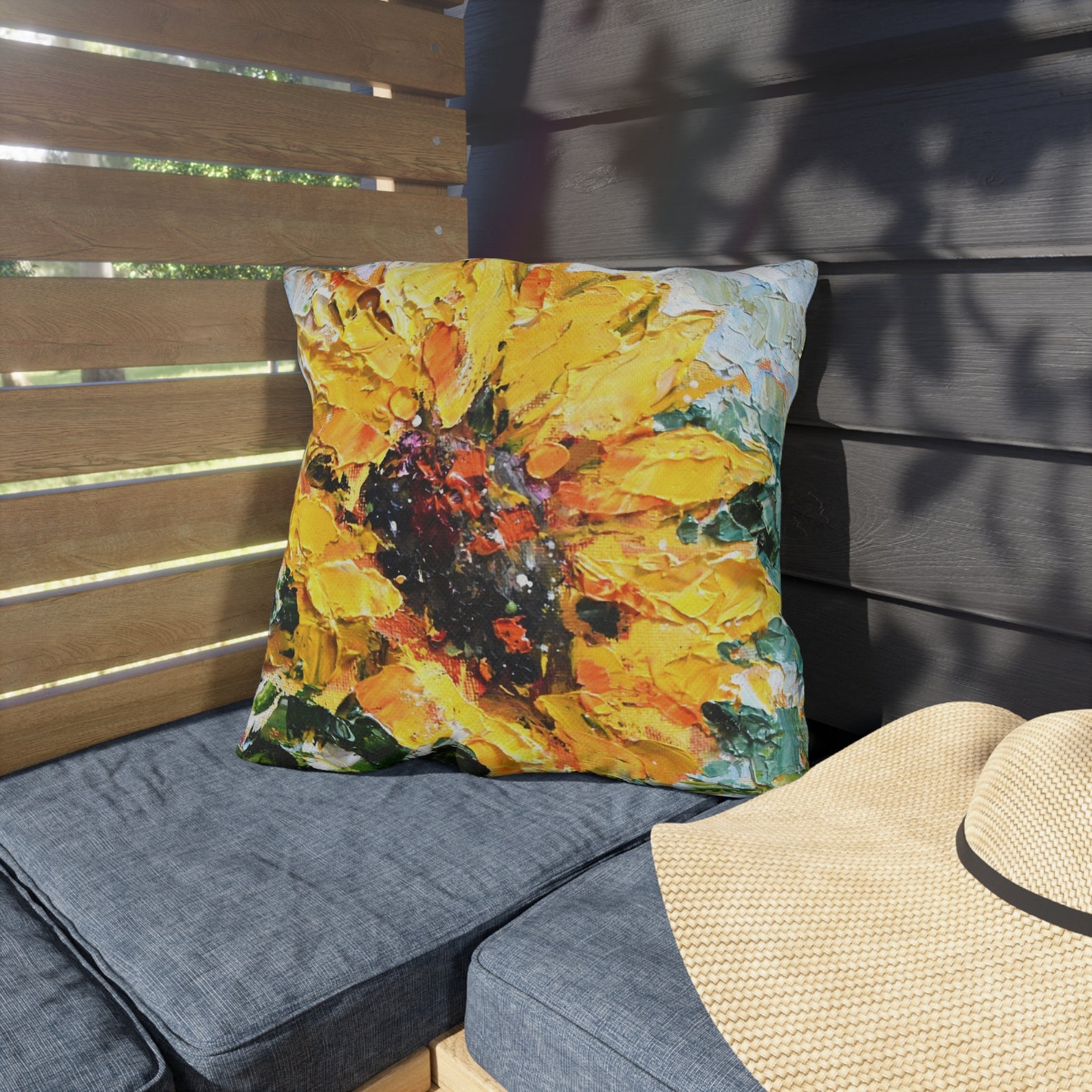 Sunflower Pillow Cover Patio Sunflower Decor Flower Pillow Outdoor ...