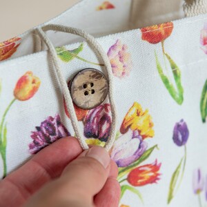 Floral Pattern Bag Tulip Tote Bag With Floral Design for Gardener Gift ...