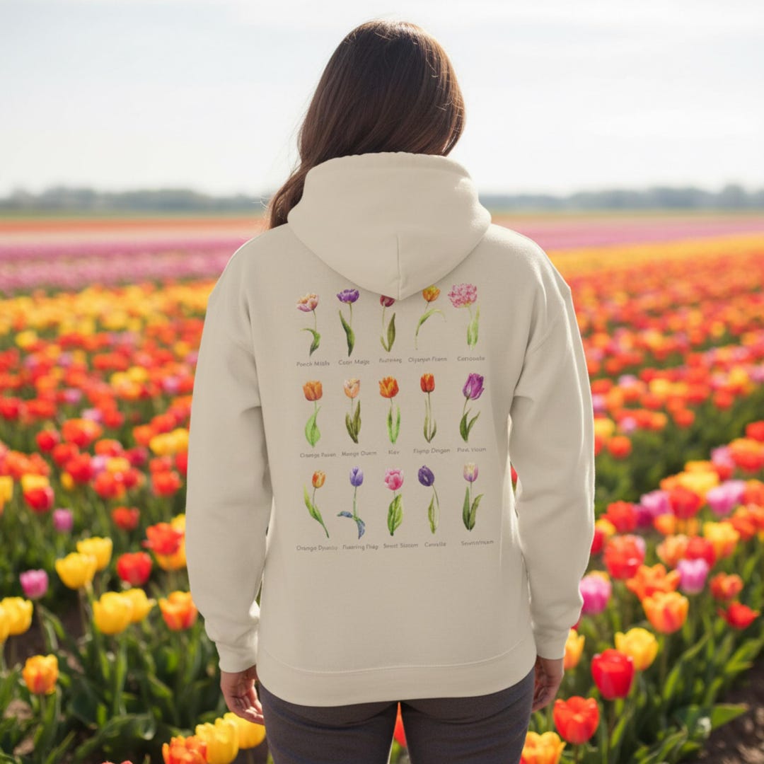 Tulip Botanical Hoodie Varieties Festival Flower Sweatshirt Print ...