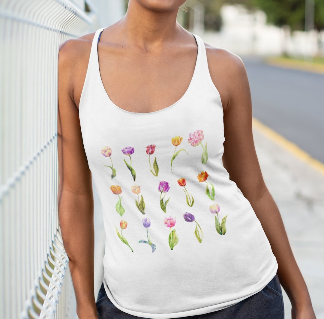 Tulip Tank Womens Tulip Shirt Tulip Art Tshirt Womens Racer Back Floral ...