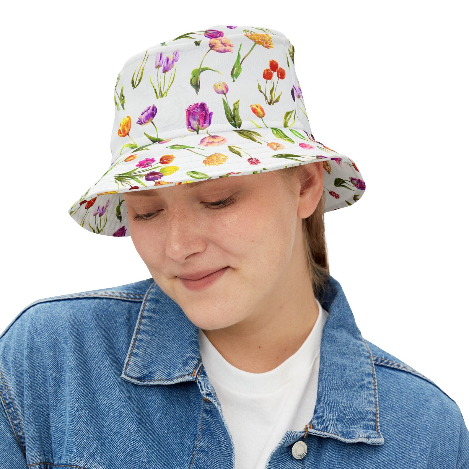 Tulip Hat With Tulip Design Bucket Hat Floral Hat Tulip Summer Hat for ...