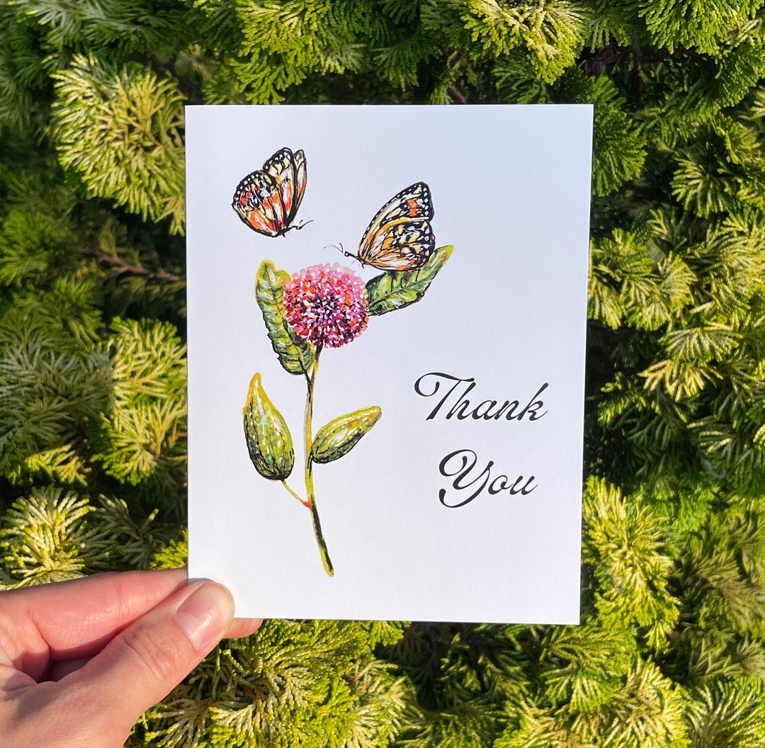 Butterfly Thank You Card Butterfly Greeting Card Butterfly Note Card ...