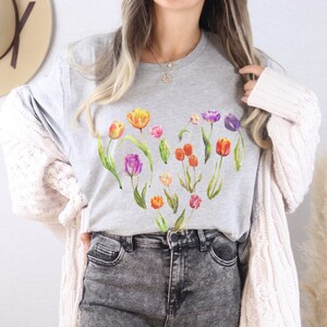 Floral Tshirt Women Tulip Shirt With Tulip Flower Oversized Shirt ...