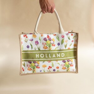 Floral Pattern Bag Tulip Tote Bag With Floral Design for Gardener Gift ...