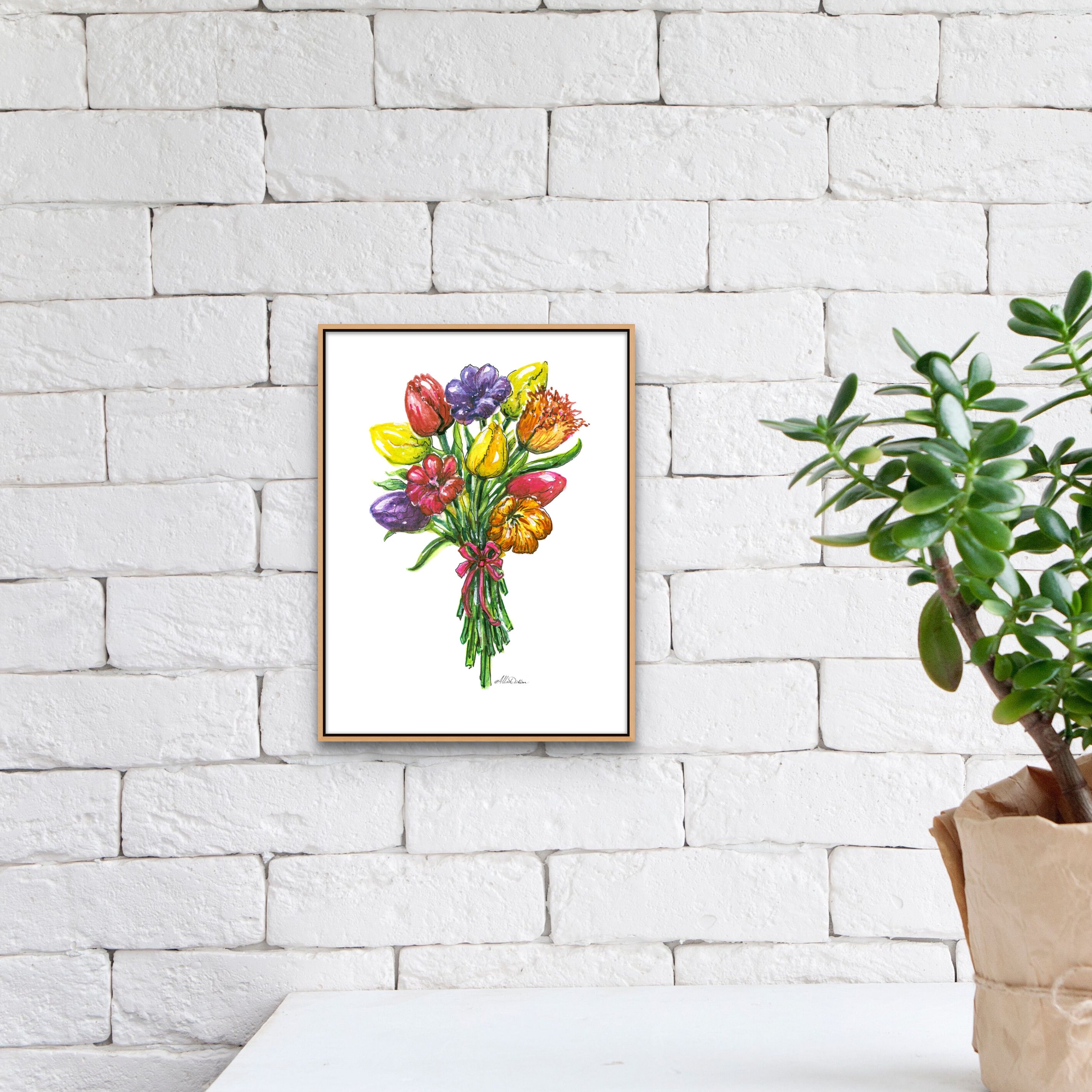 Tulip Wall Art Print Gift Tulip Watercolor Print Giclée Bouquet Print ...