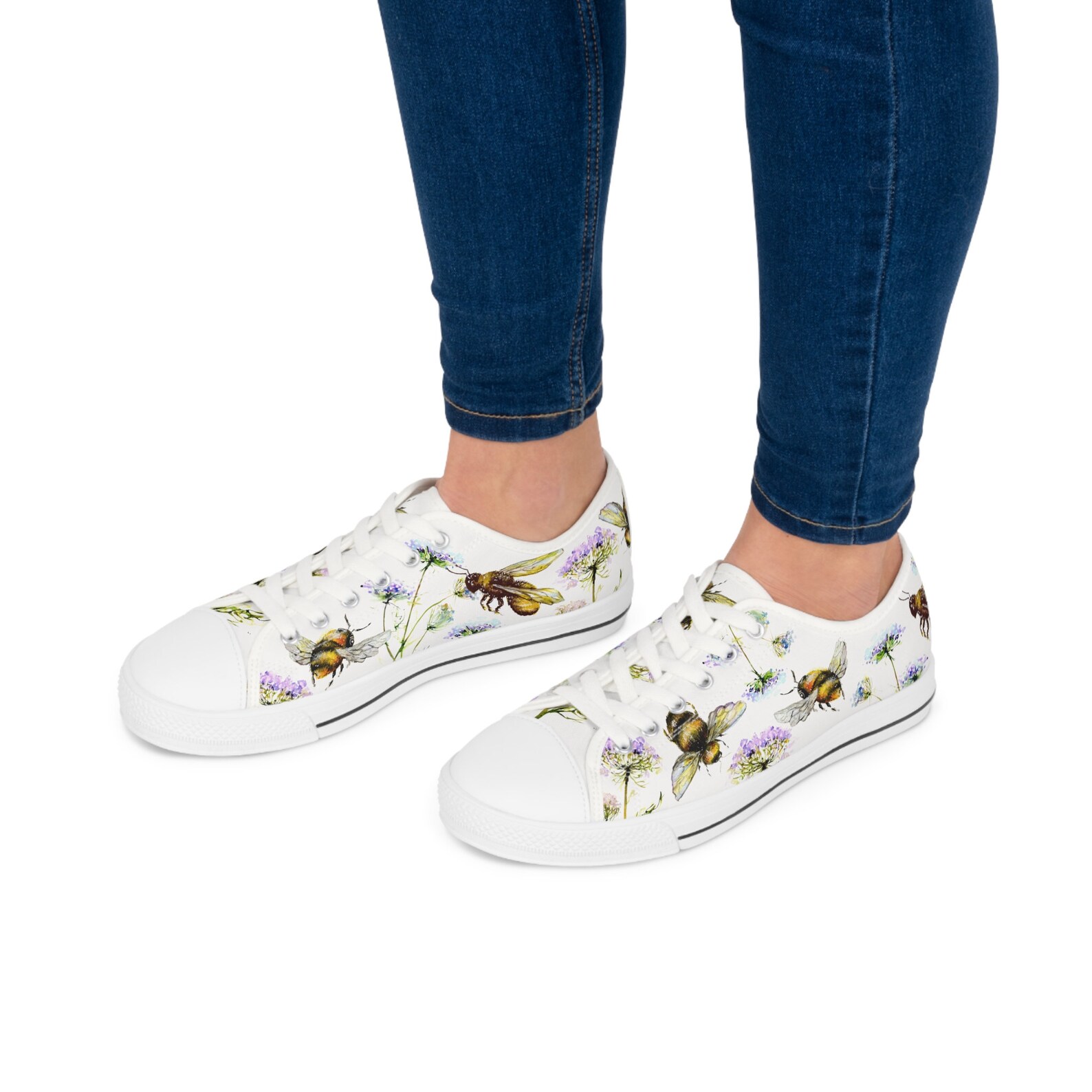 Womens Bee Shoe Floral Sneaker Pollinator Shoe Wildflower Bumble Bee ...