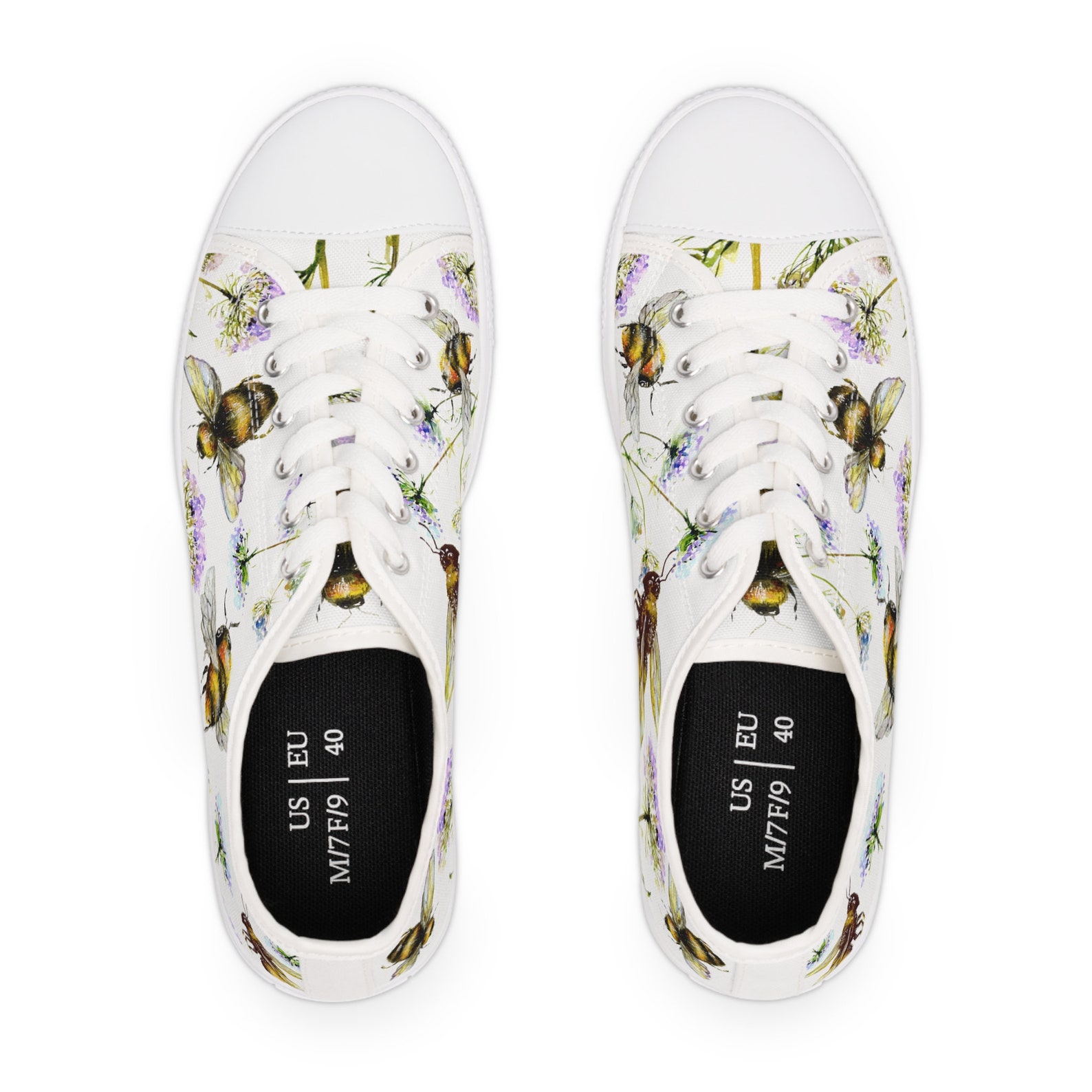 Womens Bee Shoe Floral Sneaker Pollinator Shoe Wildflower Bumble Bee ...