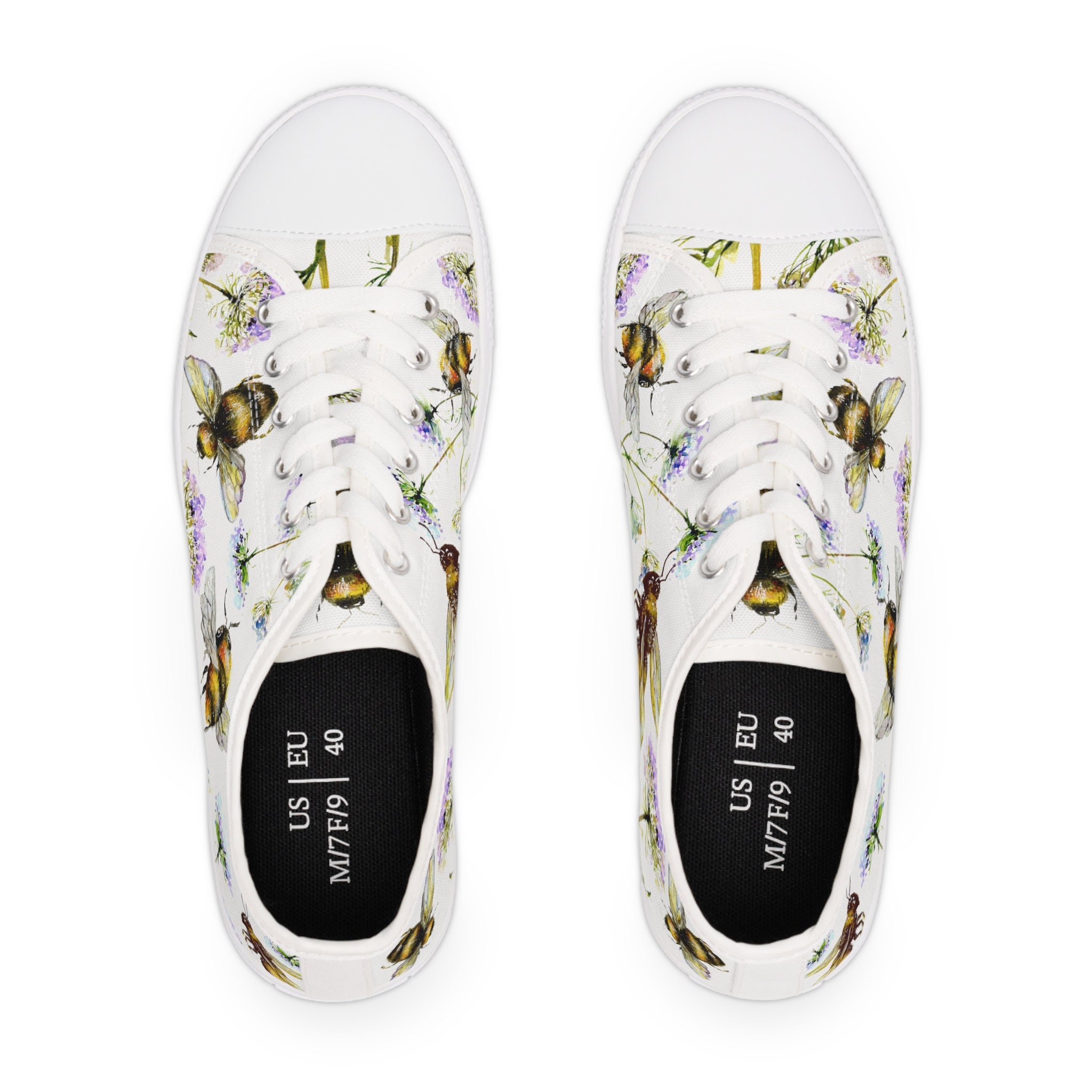 Womens Bee Shoe Floral Sneaker Pollinator Shoe Wildflower Bumble Bee ...