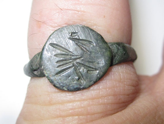 byzantine bronze ring with - Gem